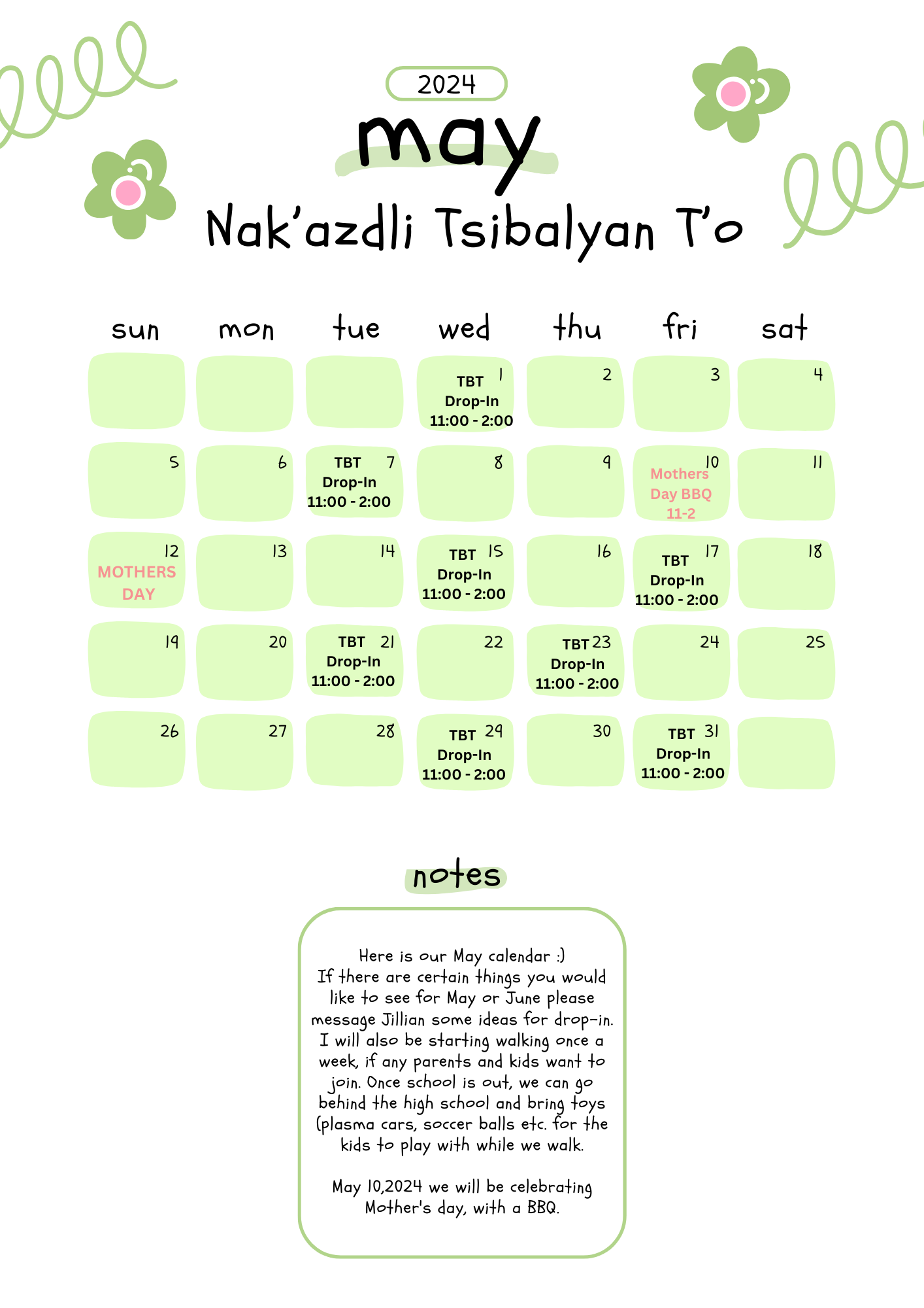 Nak'azdli Tsibalyan T'o May 2024 Calendar | Nezul Be Hunuyeh
